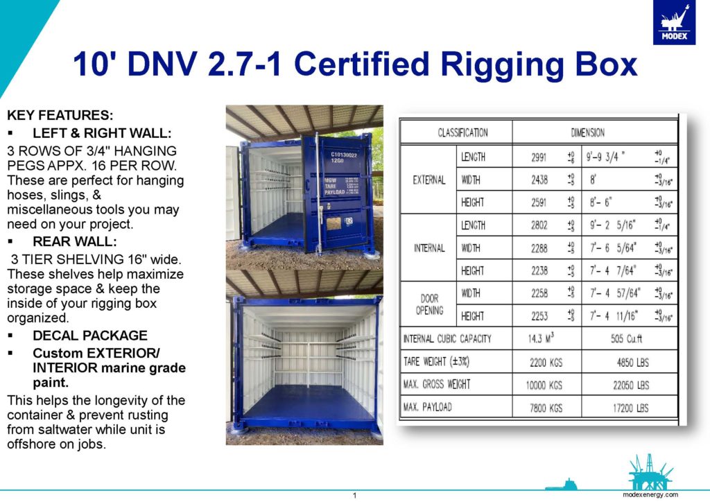 10′ DNV 2.7-1 Certified Rigging Box – Modex
